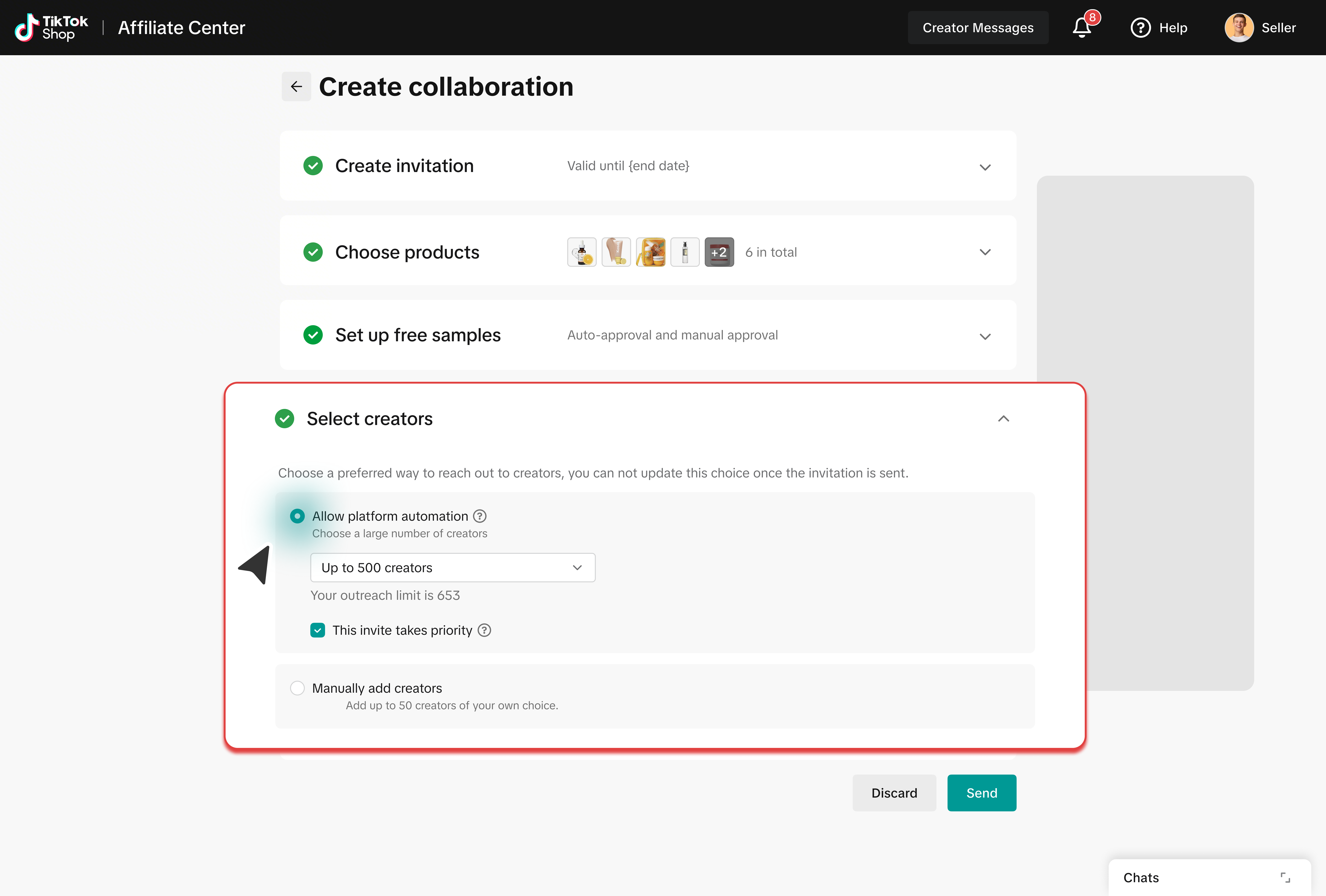 Automatic creator matching for Target Invitations